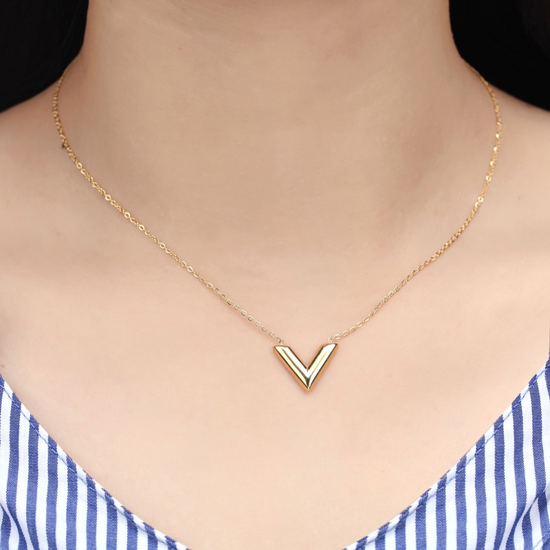 Minimalist Women's Necklace with "V" Shaped Pendant - fromfashionwithlove